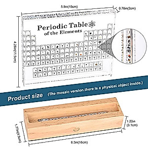Real Periodic Table of Elements, Acrylic Periodic Table with Real Elements Inside, Chemical Element Periodic Table Display with 83 Samples, Wireless Colorful Light Base, Gift for Student and Teachers