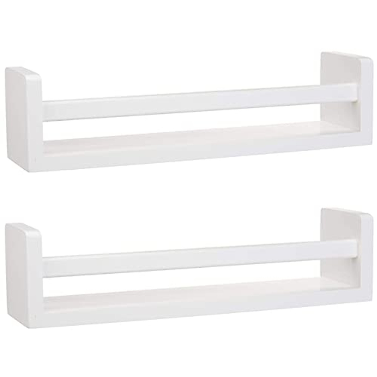 Tesmula gt2-ZJ Set of 2 Nursery Room Wood Floating Wall Shelves Wall Decor, Bookshelf, and Toy Organizer White