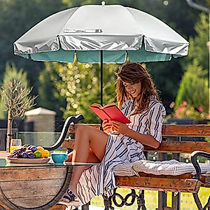 Prospo Beach Chair Umbrella with Universal Adjustable Clamp, UV Protection Sunshade Umbrella for Outdoor, Strollers, Wheelchairs, Patio Chairs, Bleacher, and Golf Carts