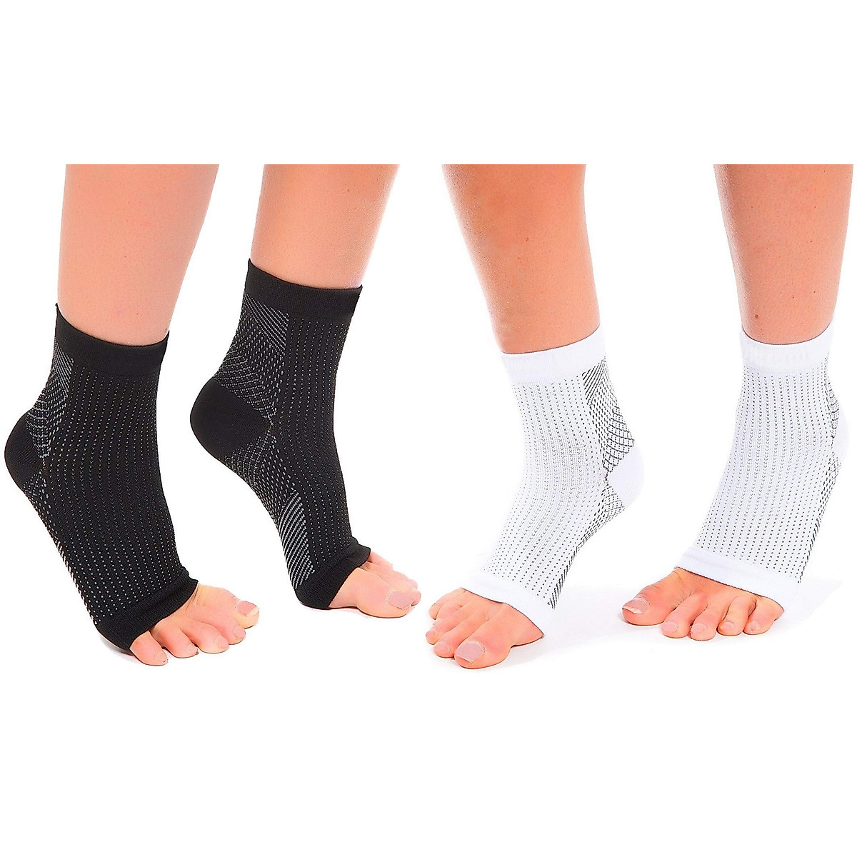 MojaSports Ankle Compression Socks Plantar Fasciitis Foot Sleeves for Arch Support - Relieve Pain, Eases Swelling & Heel Spurs - Better Than Night Splint or Brace (Black, Large/X-Large, 2 Pair)