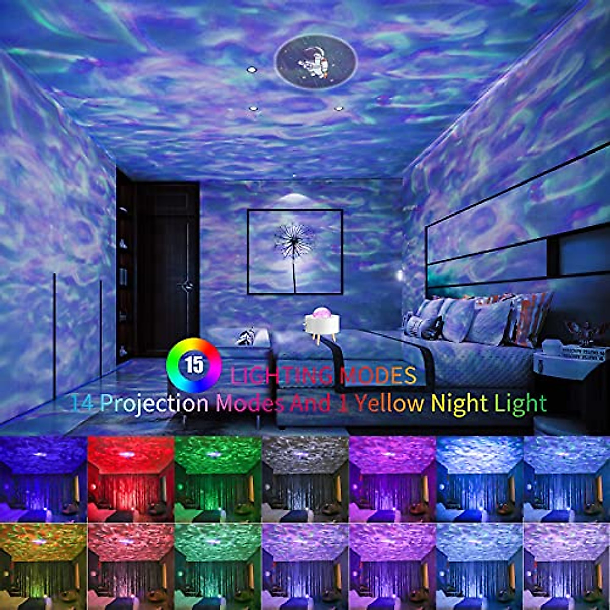 Auplf Galaxy Light Projector for Bedroom, Star Projector Sky Light with Bluetooth Speaker, White Noises&Remote Control, Romantic Night Light Projector for Bedroom Party Decor Birthday Day Gift