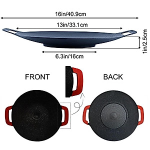 IFASHIHOME Korean Style BBQ Grill Pan,13" Non-stick Smokeless Circular Grill Pan with Silicone handle,Medical Stone Coated Barbecue Stovetops Frying Pan for Indoor Outdoor Camping baking Pan