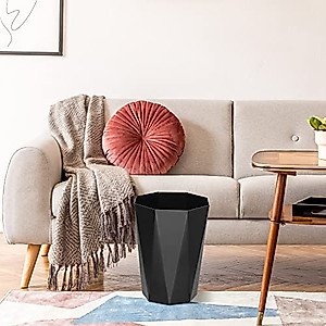 Amyhill 6 Pieces 10 Liter Bathroom Plastic Garbage Can Diamond Shape Trash Can Wastebasket Rubbish Trash Bin Garbage Can for Bedroom Waste Basket for Kitchen Office Organizer (Black, White)