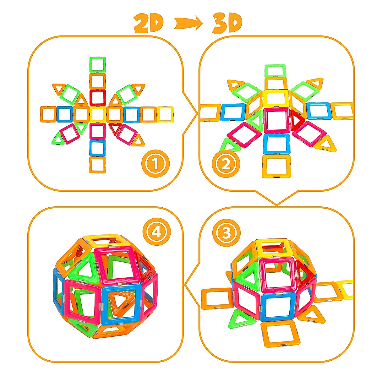 KIDCHEER Magnet Toys for 3+ Year Old Boys and Girls Magnetic Tiles STEM Gifts Building Toys for Toddlers