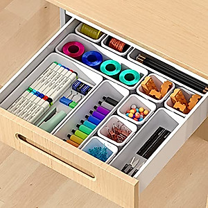 Fkamz Things & Crafts Storage Box Set 24 Pieces, Rolling Storage Cart Drawer Organizer Art Bin for Ribbons, Beads, Sticker, Yarn, and Ornaments, Sewing Work Bench Small Parts