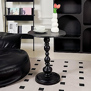 XIV Metal Small End Table, Black Round Side Table, Matte Accent Coffee Drink Table for Small Spaces, Pedestal Table for Sofa, Bedroom, and Living Room Corners - 15.7'' x 21'' (Black)