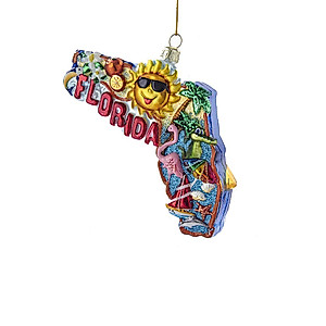 Kurt Adler 5-Inch Double Sided Florida Cityscape Glass Ornament