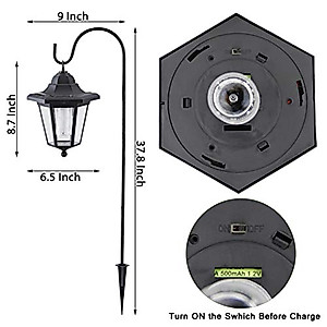 MAGGIFT Upgrade Hanging Solar Lights Garden Decorations, 37.8 Inch Dual Use Shepherd Hook Lights with 2 Shepherd Hooks Outdoor Yard Front Porch Decor Solar Coach Lights, 2 Pack