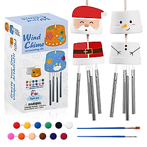 2-Pack Wind Chime Kit Arts and Crafts DIY Wind Powered Musical Chime Gift for Boys and Girls Construct & Paint Crafts for Kids Ages 4 5 6 7 8
