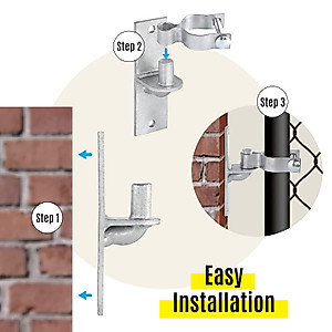 Wall Mount Gate Hinge | Pipe Gate Hinge 2 Pack Chain Link Fence Gate Hinges Fence Post Chain Link Gate Hinge (2)