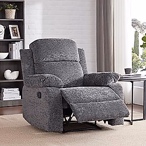 Dreamsir Recliner Chair Breathable Fabric Manual Single Sofa, Living Room Chair Home Theater Lounge Seat, 36×39×40 inch, Limestone Grey