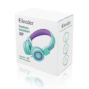 ELECDER Kids Headphones Bundle for Children Girls Boys Teens Foldable Adjustable On Ear Headphones 3.5mm Jack Compatible Cellphones Computer MP3/4 Kindle Airplane School Tablet