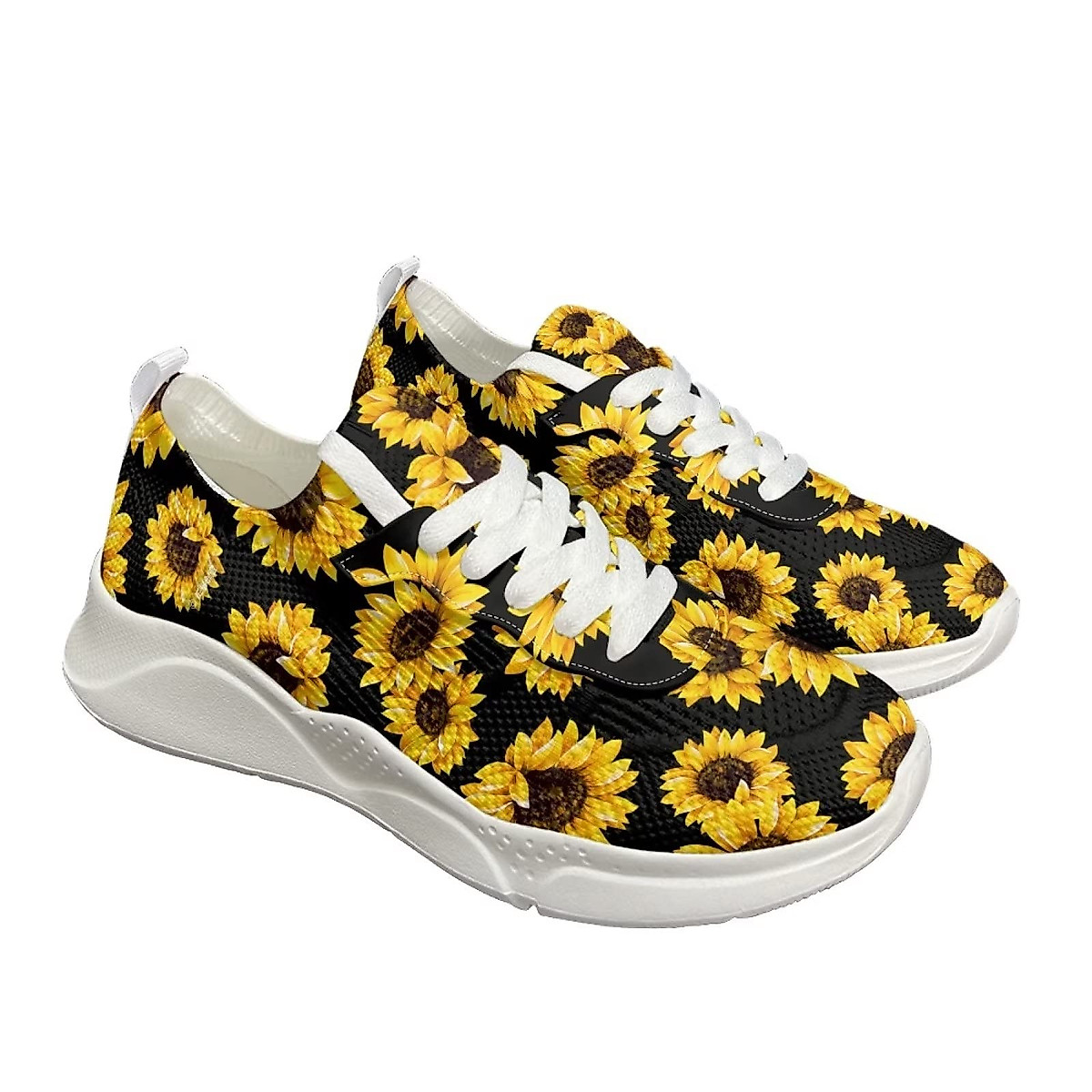 KUIFORTI Sunflower Print Women Fashion Sneakers Lightweight Teens Girls Athletic Walking Shoes Slip-on Work Casual Tennis Running Shoes,Size 39 EU