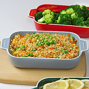 Au Gratin Baking Dishes, YFWOOD 8.7''X5'' Small Casserole Dishes for The Oven, Bakeware With Double Handle for Casseroles, Lasagna & Cobblers, Oven, Microwave & Dishwasher Safe,Set Of 2,Blue