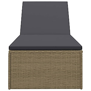 vidaXL Outdoor Sunlounger - Brown and Dark Gray Poly Rattan Sunbed - Robust and Weather-Resistant, Perfect for Patio, Poolside or Garden - Includes Removable and Washable Cushion
