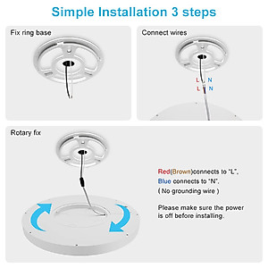 LED Flush Mount Ceiling Light Fixture, Daylight White 5000K, 12 Inch 24W(240W Equivalent), 3200LM, 0.94 Inch Thick Slim Modern Ceiling Lamp, Flat Round Ceiling Lighting for Bedroom Hallway Kitchen