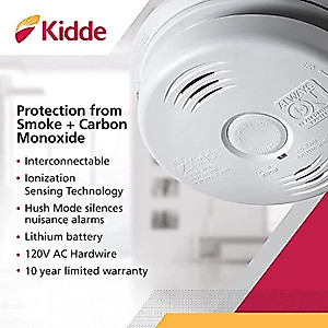 Kidde Hardwired Smoke & Carbon Monoxide Detector, 10-Year Battery Backup, Voice Alerts