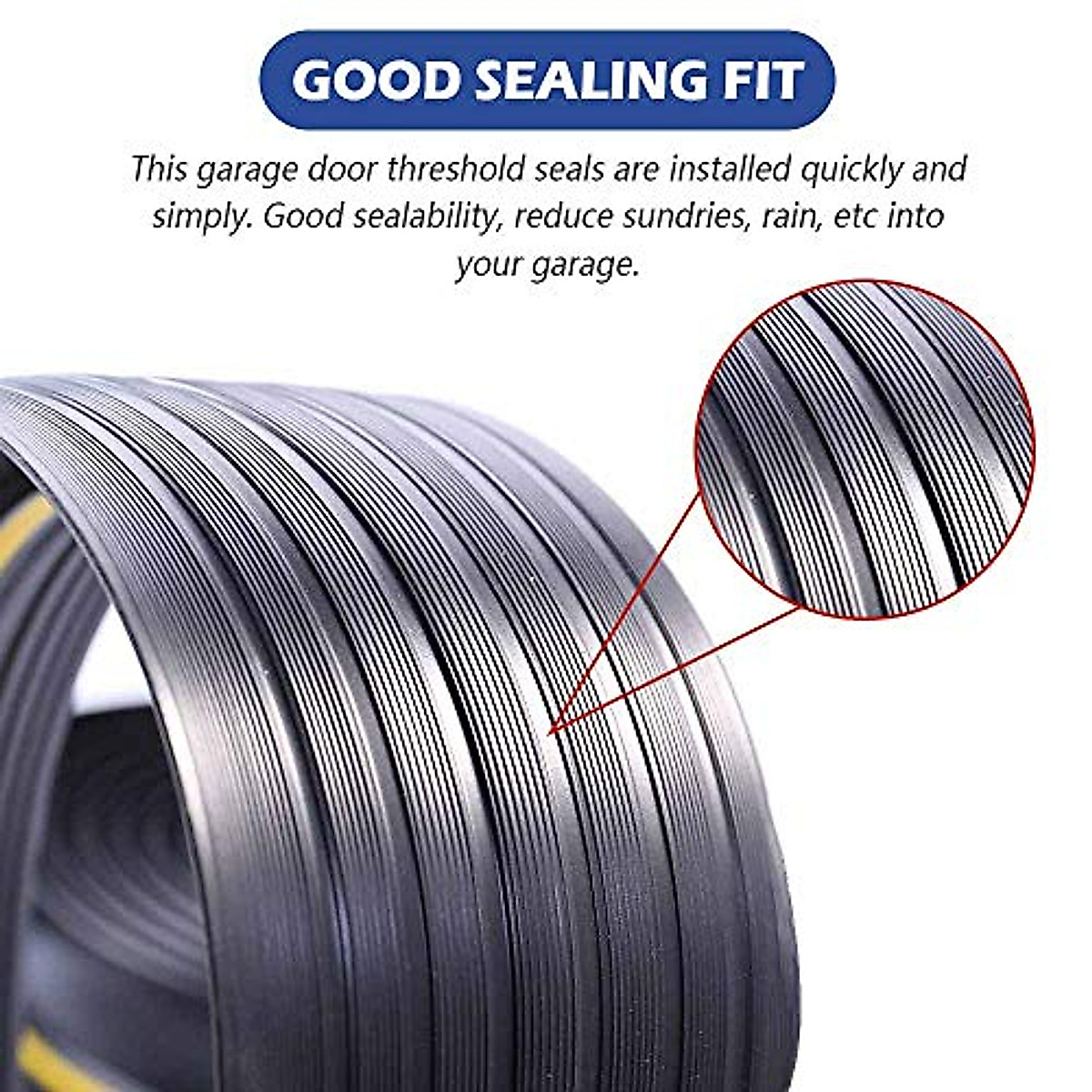 10Ft/3M Universal Garage Door Rubber Threshold Strip, Weatherproof Seal Strip DIY Weather Stripping Replacement, Not Include Adhesive/Sealant (Black)