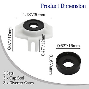 Luomorgo 3 Pcs Cup Seal & Diverter Gate Compatible with Bathtub Spout, Shower Tub Spout Replacement Parts