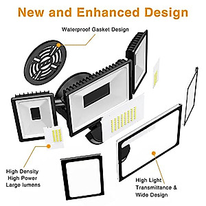 Onforu 65W LED Security Lights Motion Sensor Light Outdoor with Remote Control, Dusk to Dawn Security Lights, 3 Modes, 6500LM, 6500K, IP65 Waterproof Flood Light Motion Detector Hardwired Wall Light
