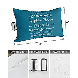 Recliner Head Pillow Ledge Loungers Chair Pillows with Insert Quotes Luck to Have You of Friendship and Love Blue Lumbar Pillow with Adjustable Strap Patio Garden Cushion for Sofa Bench Couch, 2 PCS