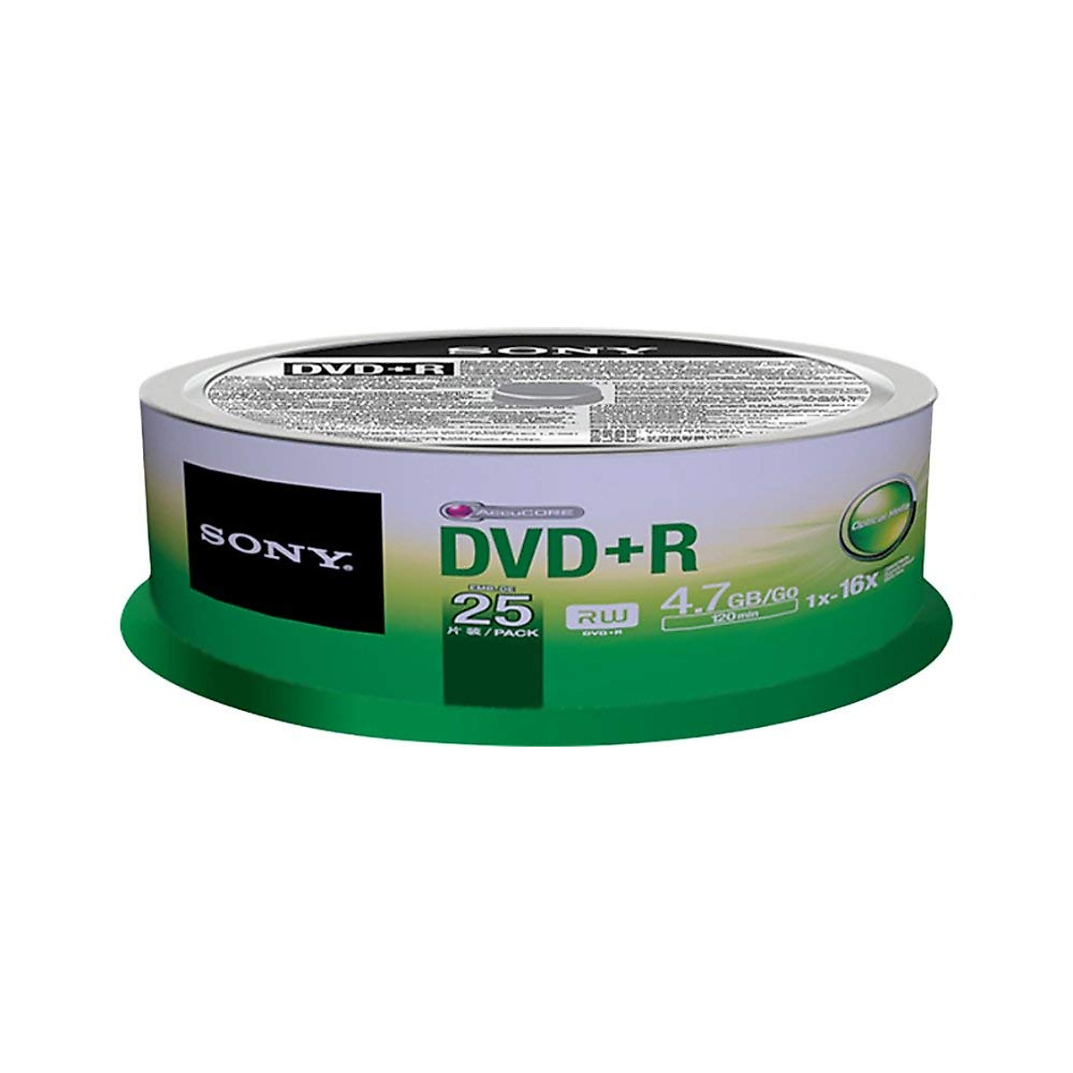 Sony 25DPR47SP 16x DVD+R 4.7GB Recordable DVD Media - 25 Pack Spindle