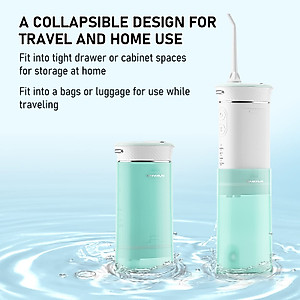 Hangsun Water Flosser Cordless Oral Irrigator Portable Teeth Cleaner HOC600 IPX7 Waterproof Electric Dental Flossers with DIY Modes 6 Jet Tips for Braces Care Travel and Home Use