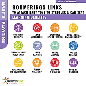 Discovery Toys BOOMERINGS Links to Attach Baby Toys to Stroller & Car Seat| Kid-Powered Learning | STEM Toy Early Childhood Development from Birth