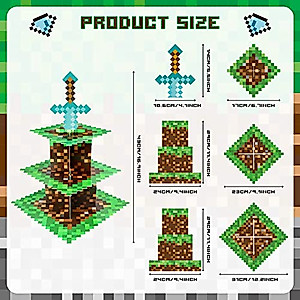 Pixel Game Style Cupcake Holder, 3-Tier Cardboard Cupcake Stand, Dessert Tower Display for Birthday Party Supplies Decoration
