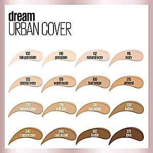 Maybelline Dream Urban Cover Flawless Coverage Foundation Makeup, SPF 50, Ivory