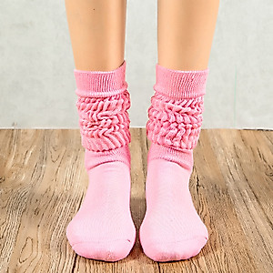 Century Star Scrunch Socks Leg Warmers for Women Pink Slouch Socks Womens Warm Knee High Long Socks Tube Socks Light Pink One Size