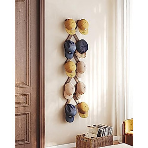 OROPY Wood Accordion Wall Hanger, Expandable Coat Rack Wall Mount with 14 Pegs, Expanding Hat Rack for Wall, X Shape, 27"×10", Walnut Color