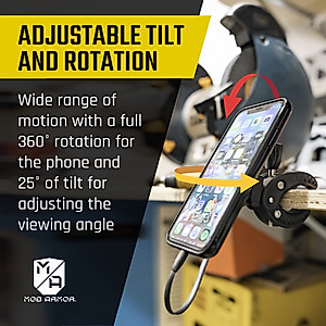 Mob Armor MobNetic Claw with 360° Rotation - Bar Mount for Golf Carts, Strollers, or Any enclsoed cab Vehicle with Round or Square Tubes- Universal Car Magnetic Phone Mount, Assembled in USA - Black