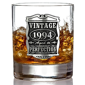 English Pewter Company Vintage Years 1994 30th Birthday or Anniversary Old Fashioned Whisky Rocks Glass Tumbler - Unique Gift Idea For Men [VIN130]