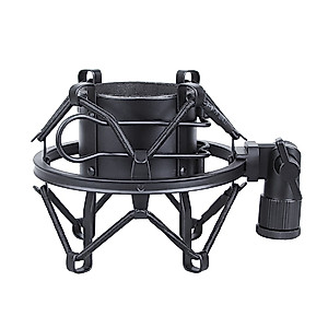 Koolertron Microphone Shock Mount,Mic Clip Holder,Universal 50MM Anti-Vibration Mic Holder for 48MM-54mm Diameter Studio Condenser Mic (Black)