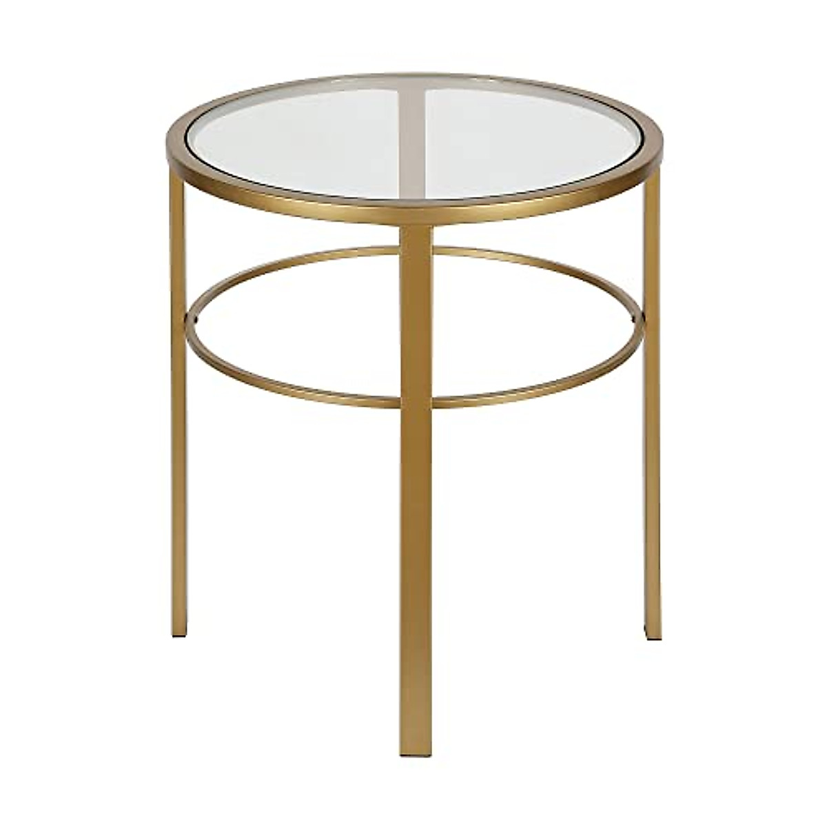Henn&Hart 20" Wide Round Side Table in Brass, Table for Living Room, Bedroom