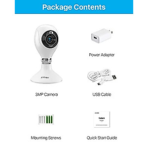 ZOSI C611 2K WiFi Indoor Home Security Camera for Baby Monitor/Nanny/Pet Cam with Phone app,Night Vision,2-Way Audio,Motion Detection,Cloud & SD Card Storage,Works with Alexa,24/7 Surveillance
