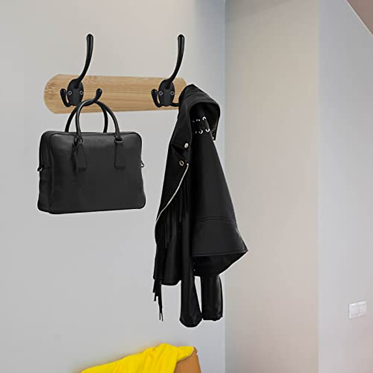 IBosins 7 Pack Big Heavy Duty Three Prongs Coat Hooks Wall Mounted with 14 Screws Retro Double Utility Rustic Hooks for Thick Coat, Big Heavy Bag