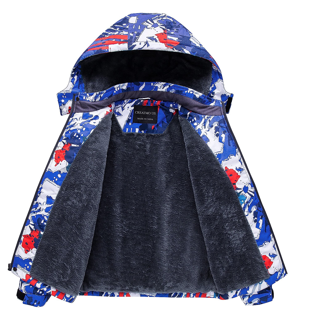 CREATMO US Kid's Snowsuits big boys' Waterproof Breathable Outdoor Warm Snowboard Ski Jacket Dark Blue 14/16