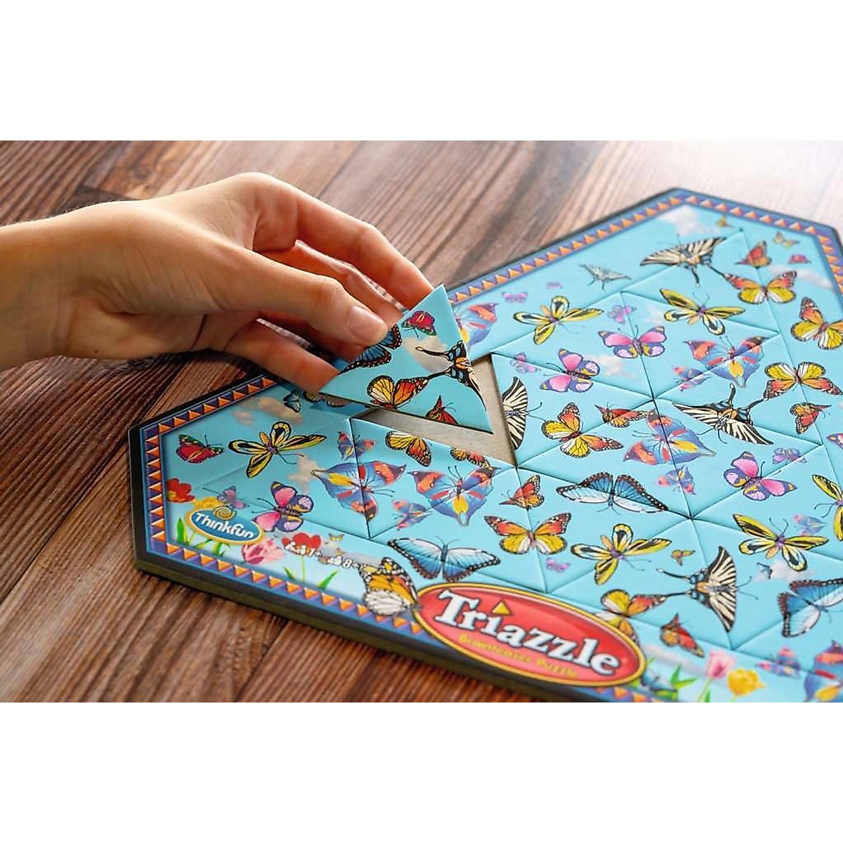 Think Fun Triazzle Picture-Matching Brainteaser - Engaging Brain Puzzle for Kids & Adults | Award-Winning Game | Enhances Memory & Problem-Solving Skills | Butterflies Edition
