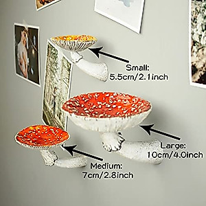Kunyeah Mushroom Hanging Shelf,Wall Floating Shelf Mushroom Shaped Resin Hanging Ornaments Home Decor Wall Storage Shelves for Bedroom, Living Room, Bathroom (Large)