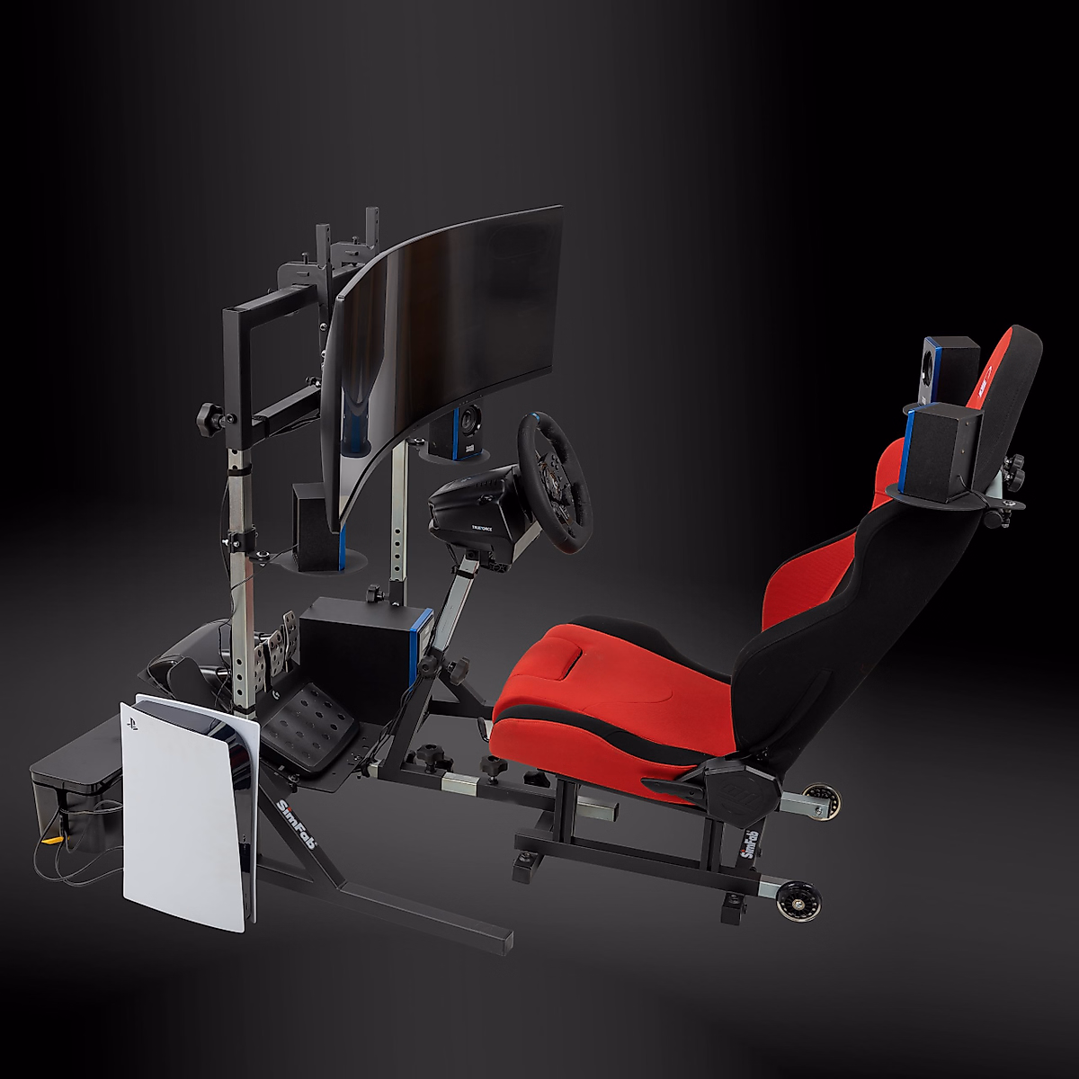OpenWheeler GEN3 Racing Wheel Simulator Stand Cockpit, Red Seat. Compatible With Logitech G923 | G29 | G920 | Thrustmaster | Fanatec Wheels | Xbox One, PS4, PC Platforms