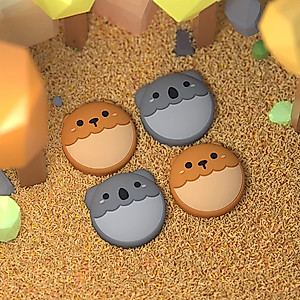 eXtremeRate PlayVital Brown Bear & Koala Cute Switch Thumb Grip Caps, Joystick Caps for Nintendo Switch Lite, Silicone Analog Cover Thumbstick Grips for Switch OLED Joycon