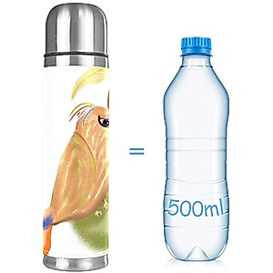 Stainless Steel Leather Vacuum Insulated Mug Bird Thermos Water Bottle for Hot and Cold Drinks Kids Adults 16 Oz