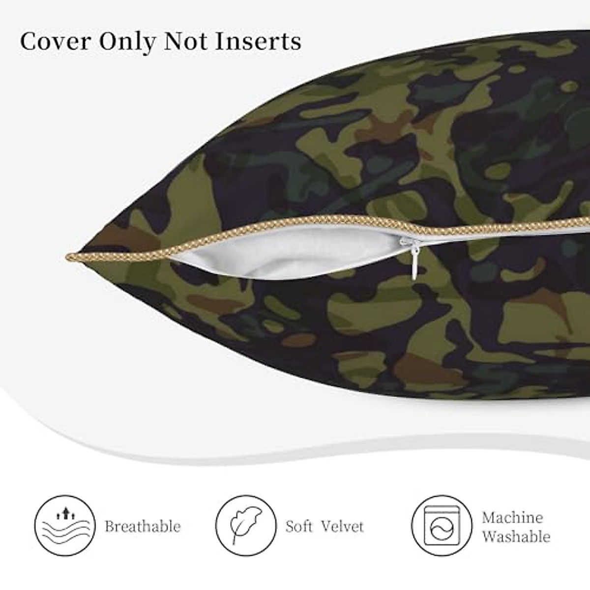 Augenstern Zippered Pillow Protectors Cover Case Camo-Hunting-Grassland Decorative Throw Pillow Cover Square Cushion Case 20"X20"
