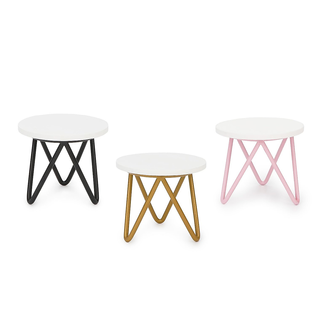 1 12 Scale Dollhouse Furniture Mini Circle Coffee Table Miniature Decor for Living Room Bedroom Family Room Kitchen Balcony Fairy Garden Project Decoration (Golden Stand)