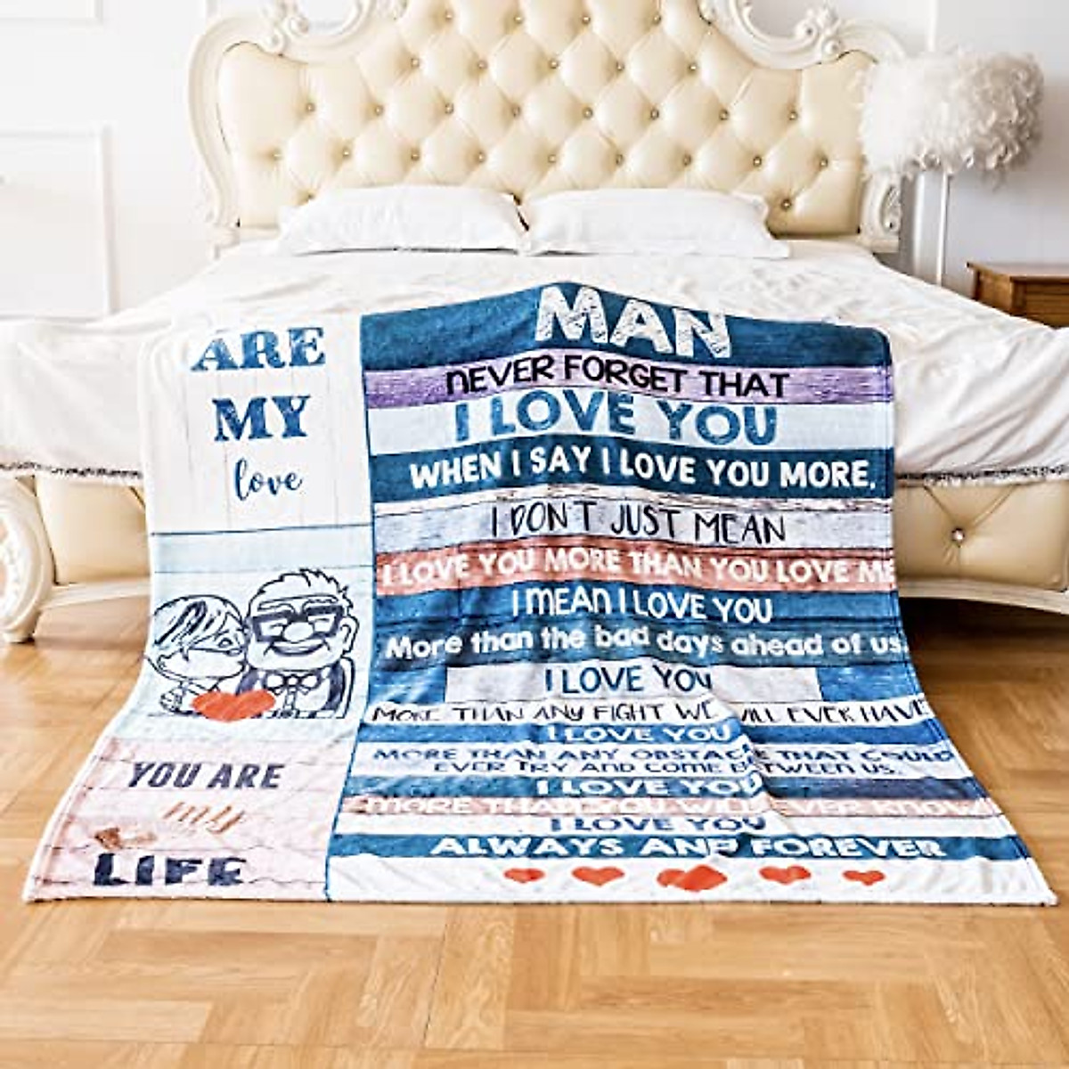 Anniversary Valentines Gifts for Husband Boyfriend Dad, You are My Life Wedding Christmas Blankets Gifts to My Man, Fleece Blankets Soft Bedding Sofa