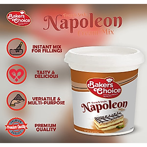 French Vanilla Pudding Mix - French Napoleon Custard Powder - Make Custard Creams For French Napoleon Cake, Custard Cups, Mousse Cake, and Desserts - Dairy Free, Kosher - 8 oz. - By Baker’s Choice