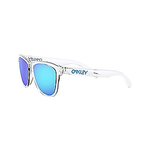 Oakley unisex adult Oo9245 Frogskins Low Bridge Fit Sunglasses, Crystal Clear/Prizm Sapphire, 54 mm US