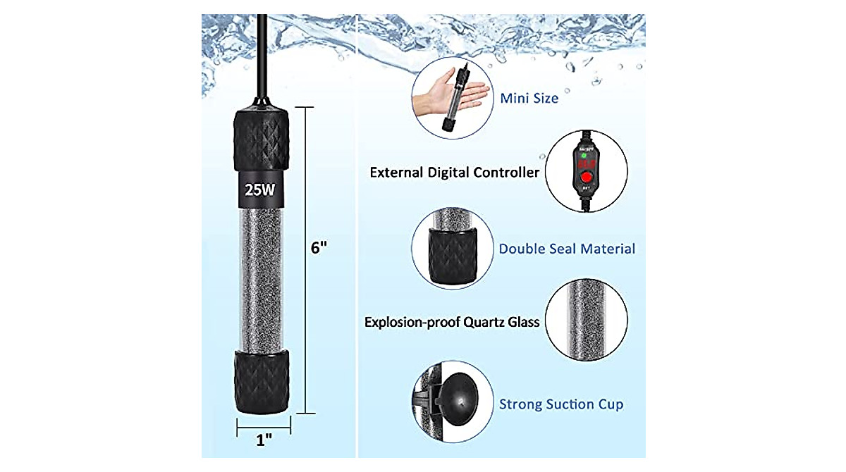 Aquarium Heater 25W - Precise Fish Tank Temperature Control